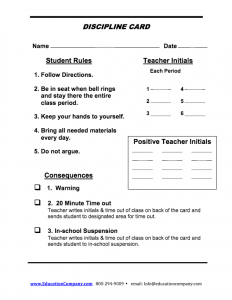 Discipline Card - The Education Company