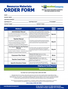Resources Order Form - The Education Company